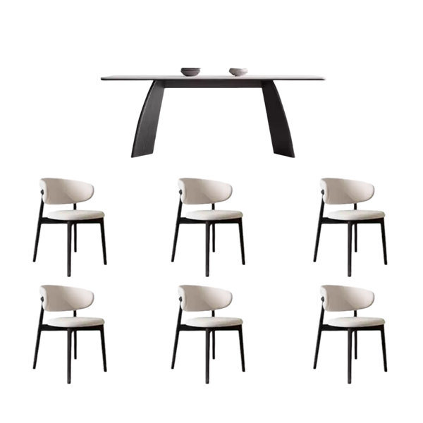 RESROS Rectangular stone slab dining table and chairs | Wayfair